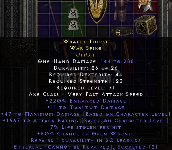 30ias 300ed erep 2os 11max warspike 战刺 狂战士斧berserker双头斧ettin传说之锤 ...