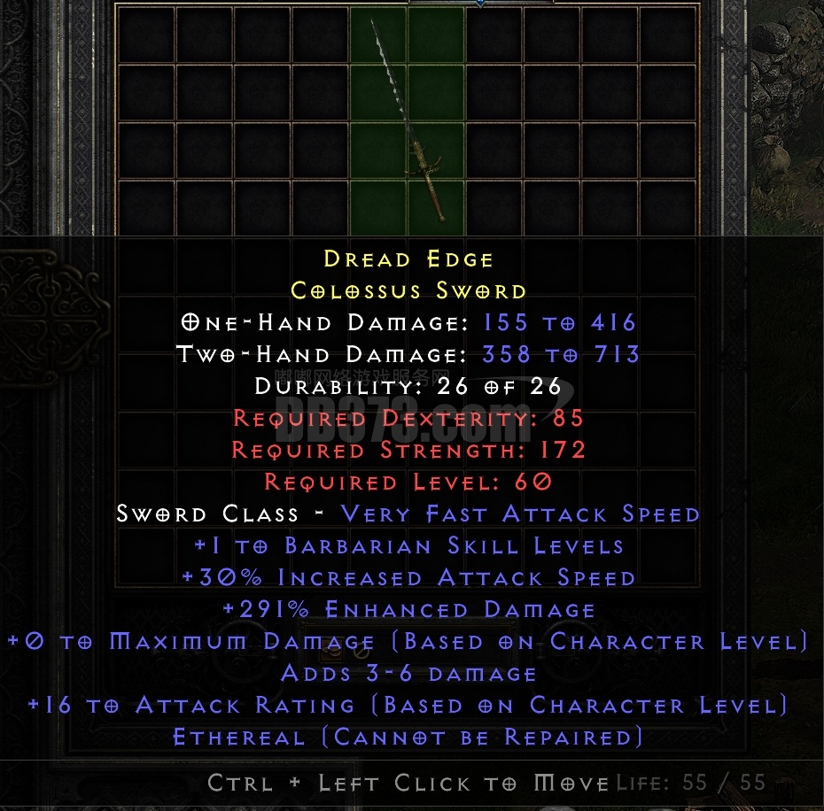 【Colossus Sword】1barb 30ias 291ed fools 3-6dmg ★关联：2野蛮人 40攻速 300ED 巨神刃 ...